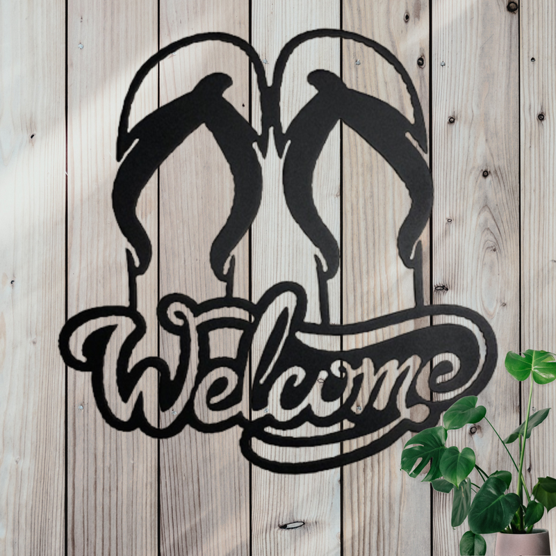 Flip Flops Welcome Metal Sign CM Signs Decor flip-flops-welcome-metal-sign-cm-signs-decor